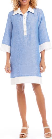 Karen Kane Colorblock Linen Shirtdress | Nordstrom