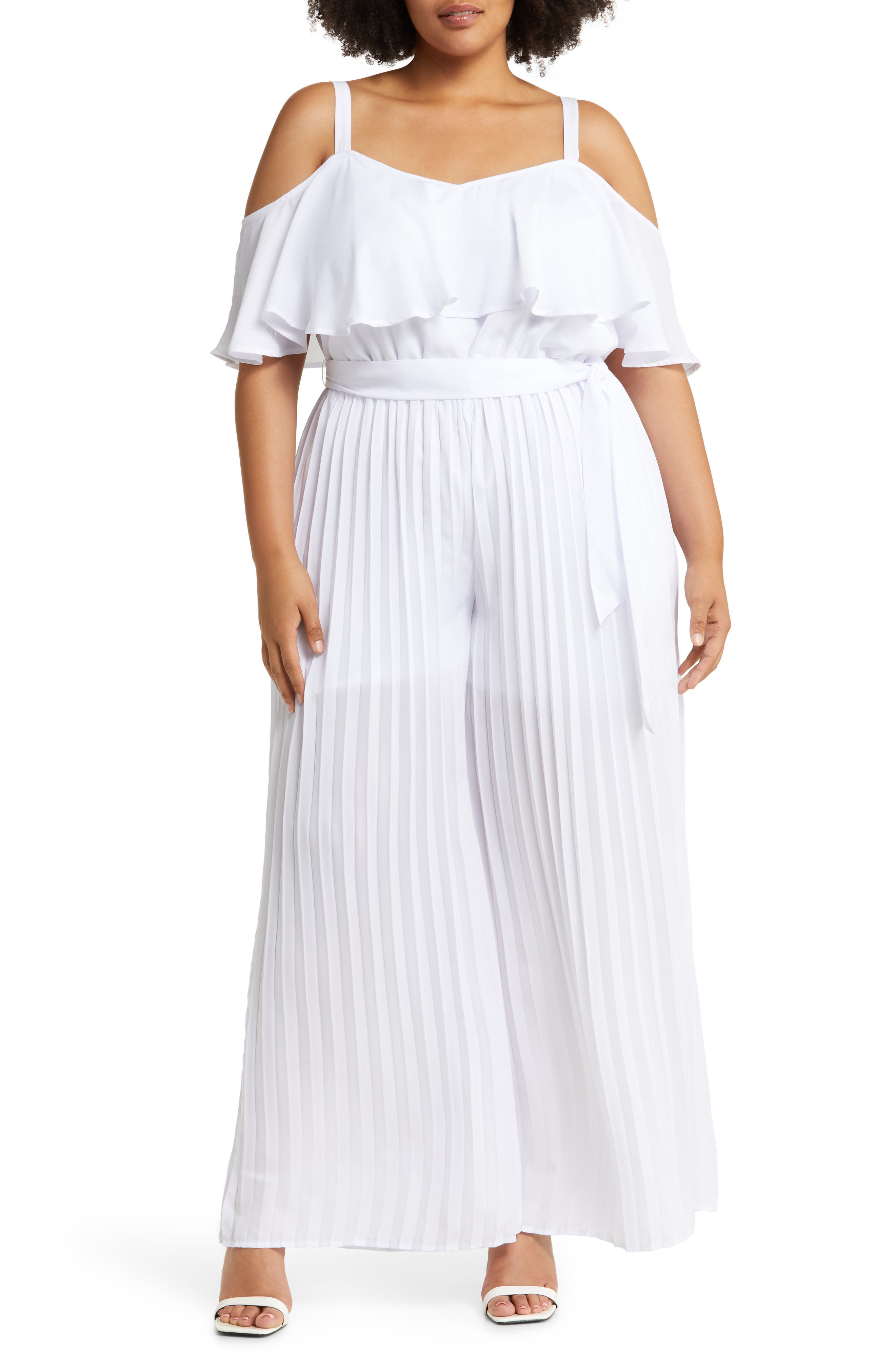 BY DESIGN Jeneva Pleated Cold Shoulder Jumpsuit | Nordstromrack