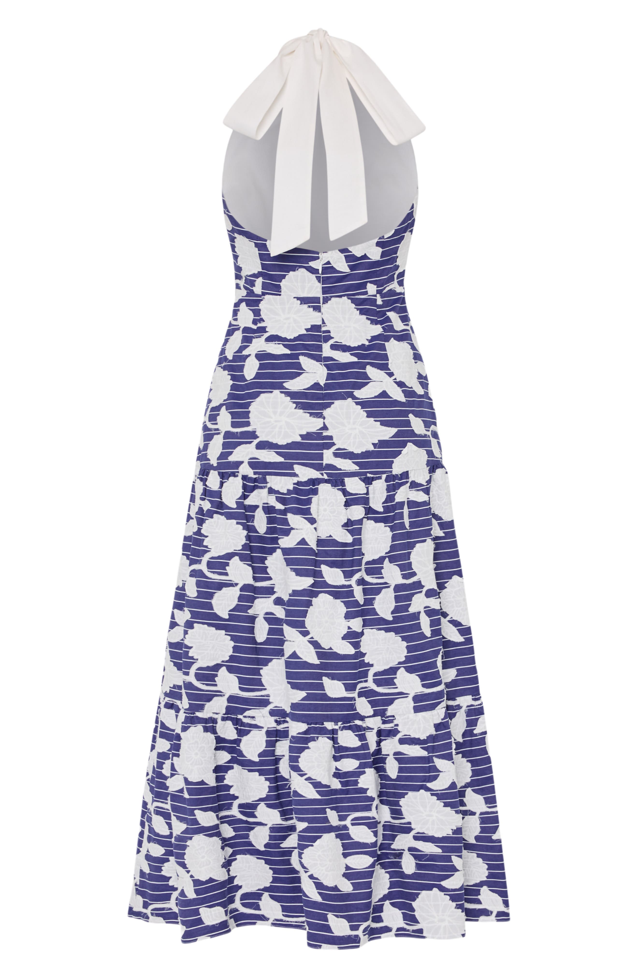 Milly Hayden Floral Embroidered Halter Midi Dress | Nordstrom