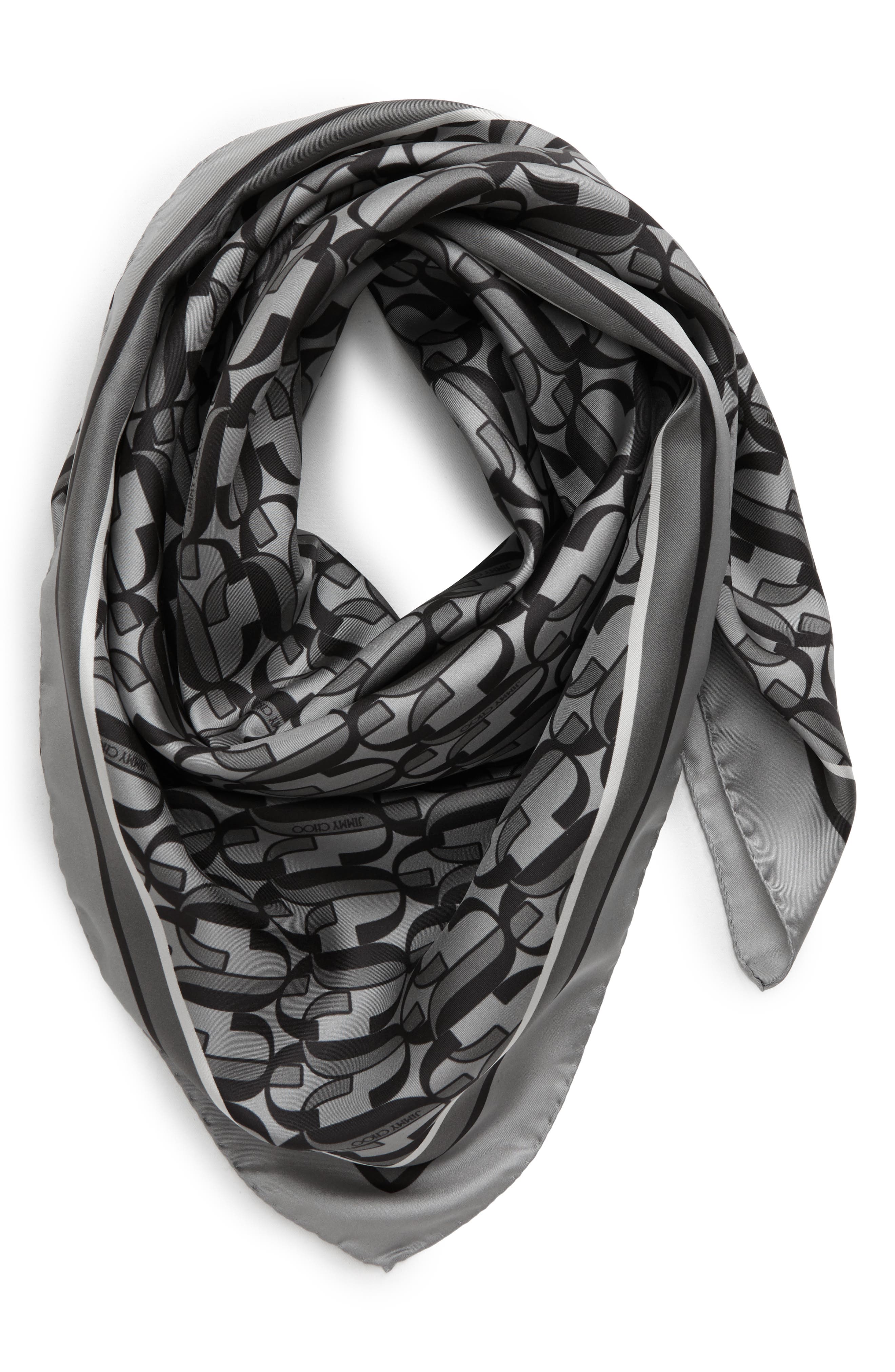 Jimmy Choo Logo Foulard Silk Square Scarf | Nordstrom