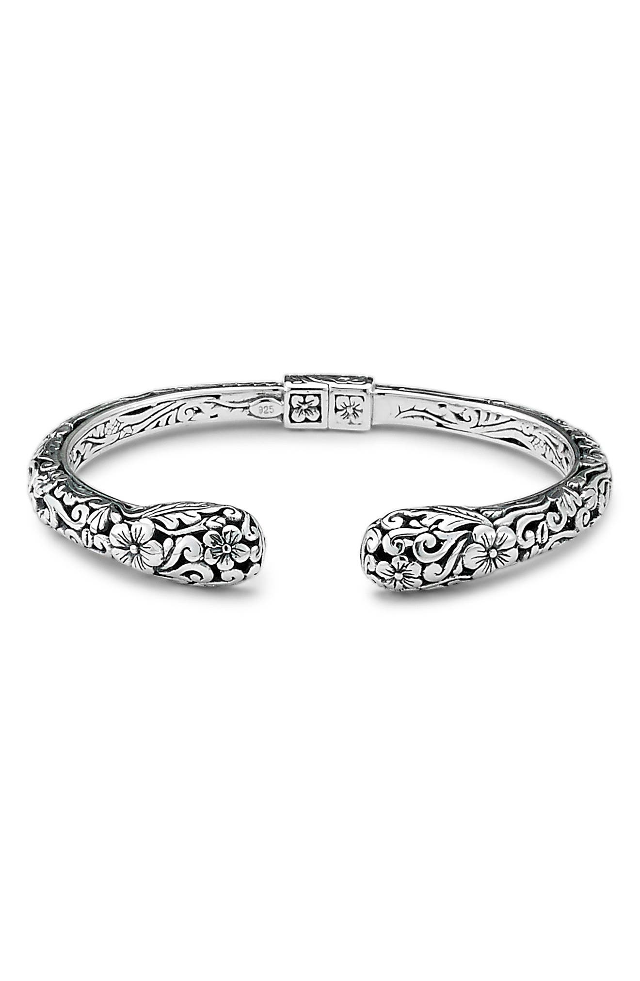 SAMUEL B. Sterling Silver Floral Bangle Bracelet | Nordstromrack