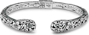 SAMUEL B. Sterling Silver Floral Bangle Bracelet | Nordstromrack