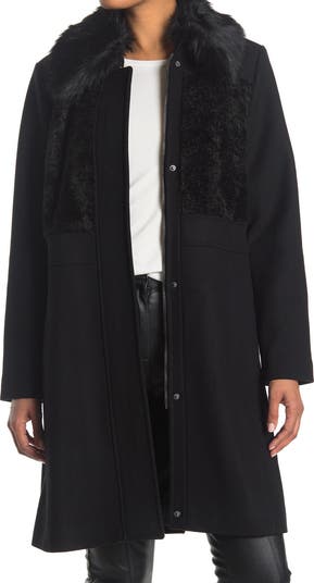 RACHEL Rachel Roy Faux Fur Trim Coat | Nordstromrack