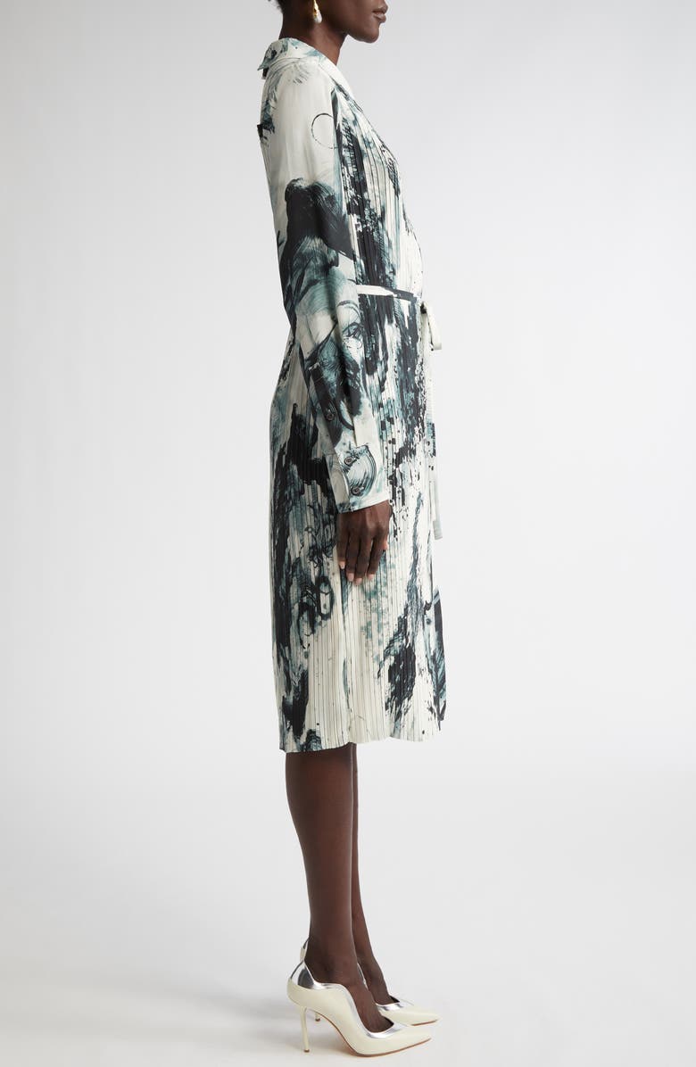 Jason Wu Collection Brushstroke Print Long Sleeve Pleated Georgette ...