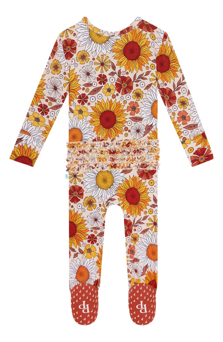 Posh Peanut Goldie Floral Ruffle Fitted One-Piece Pajamas | Nordstrom
