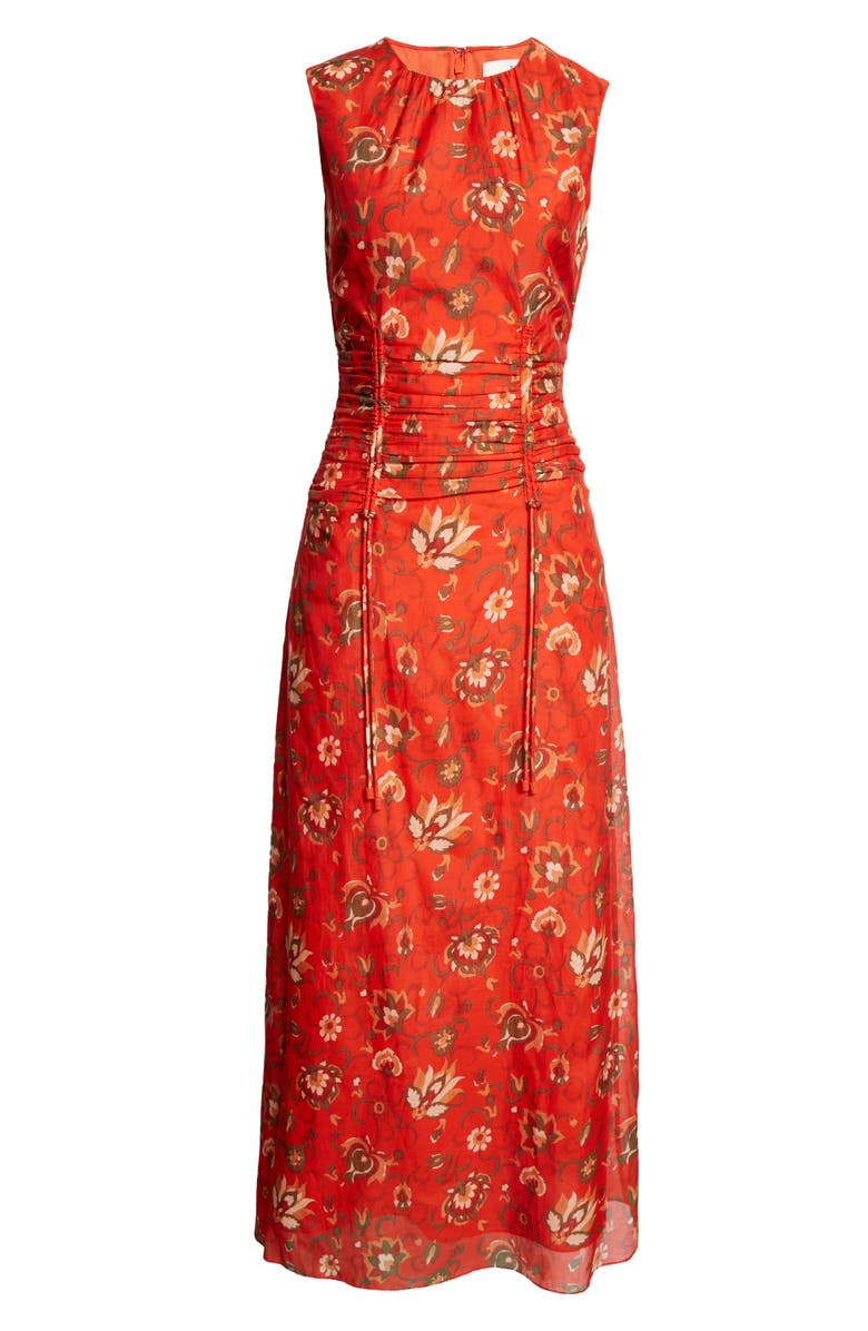 SIR Reyes Floral Print Ruched Cotton & Silk Dress | Nordstromrack
