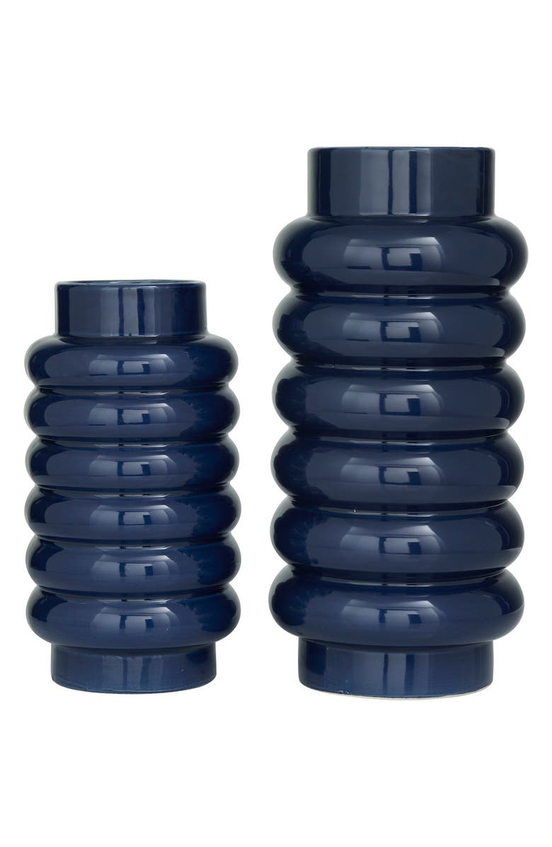 COSMO BY COSMOPOLITAN Dark Blue Ceramic Vase with Stacked Ring Design ...