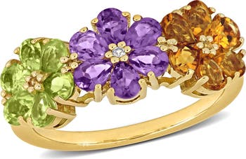 DELMAR Amethyst, Citrine & Peridot Floral Ring | Nordstromrack