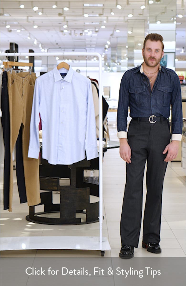 David Donahue Slim Fit Shadow Check Cotton Dress Shirt | Nordstromrack