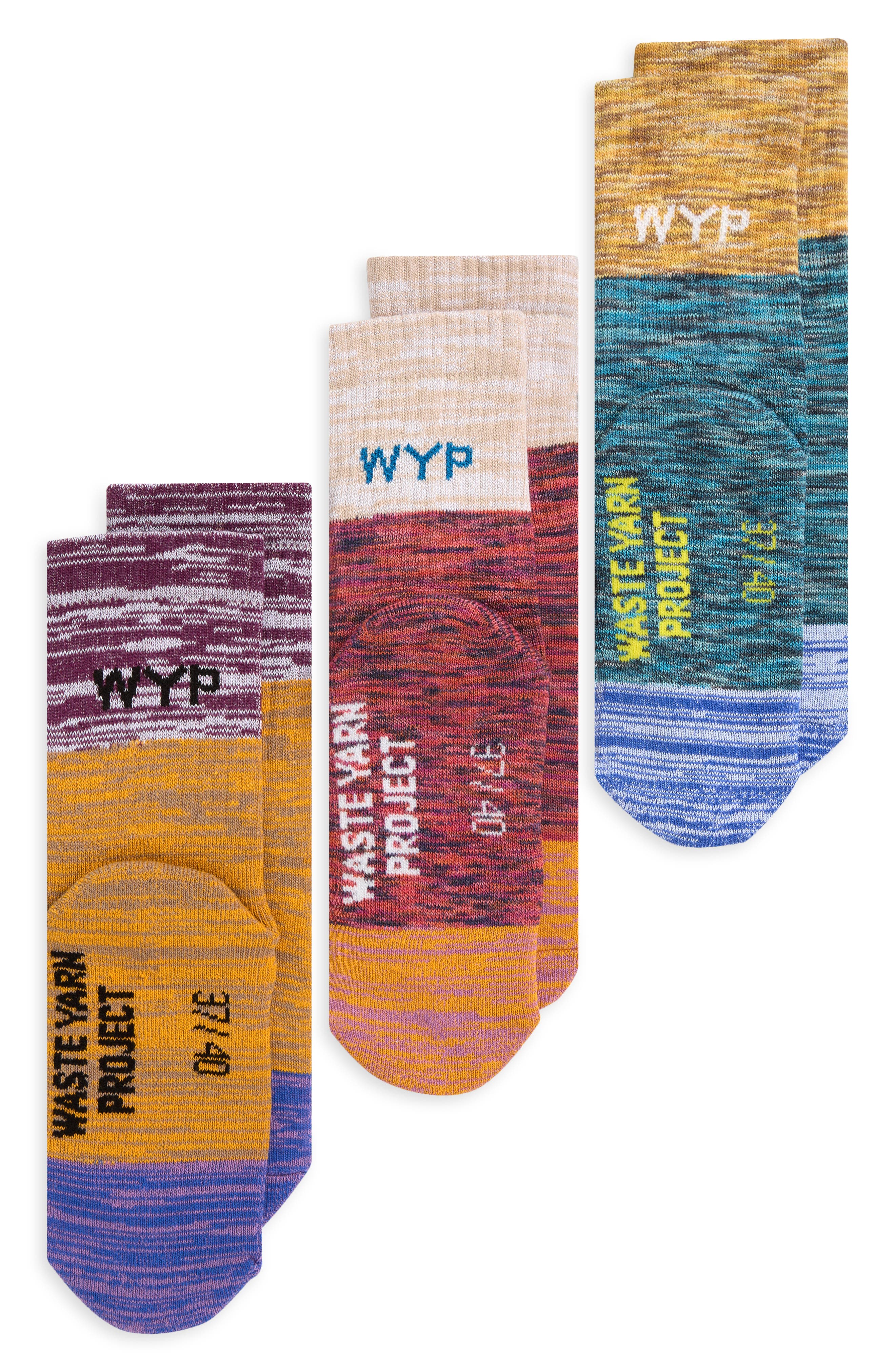 Waste Yarn Project Assorted 3-Pack One of a Kind Crew Socks | Nordstrom