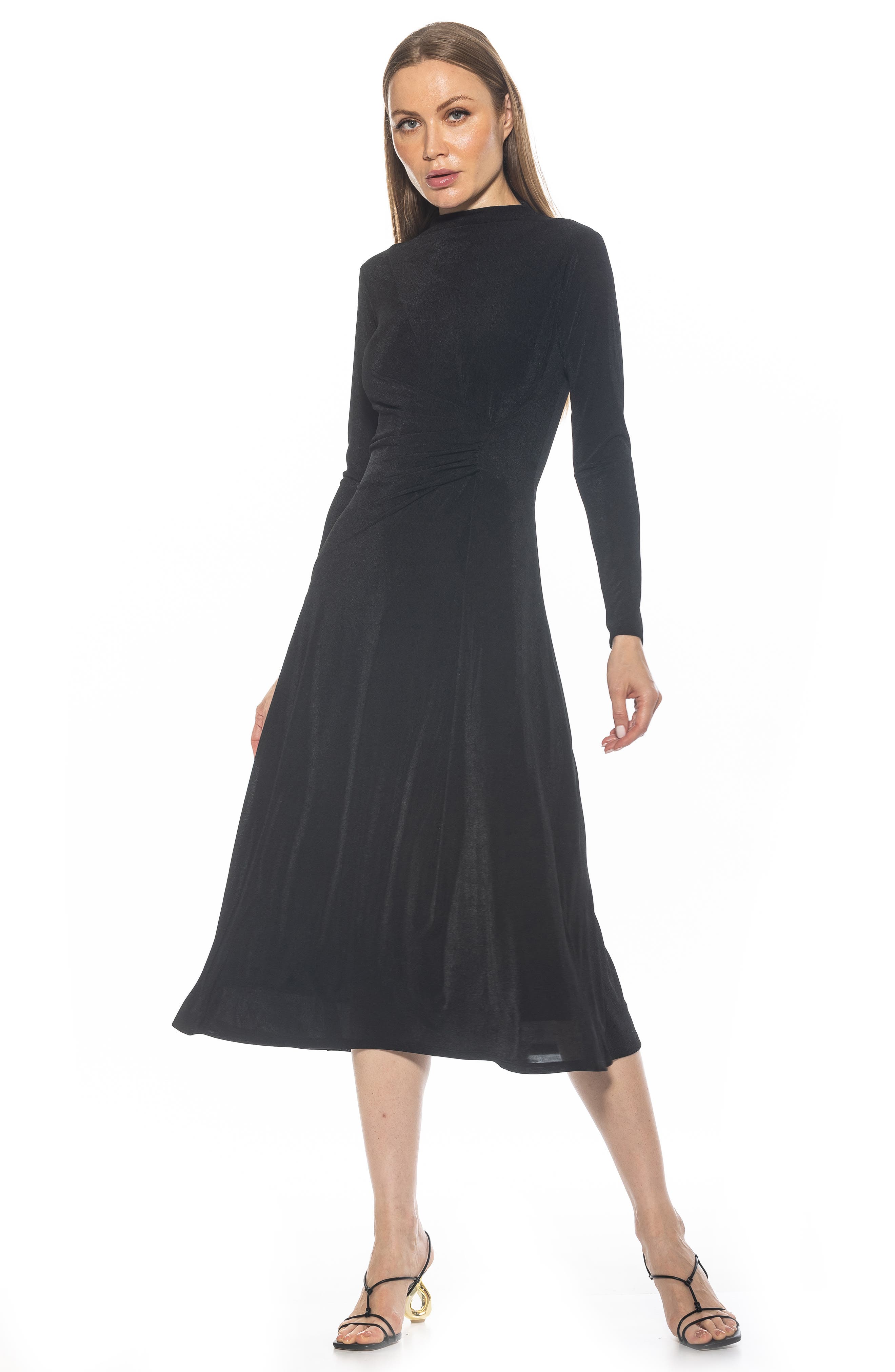 Alexia Admor Marla Long Sleeve Draped Midi Dress | Nordstromrack