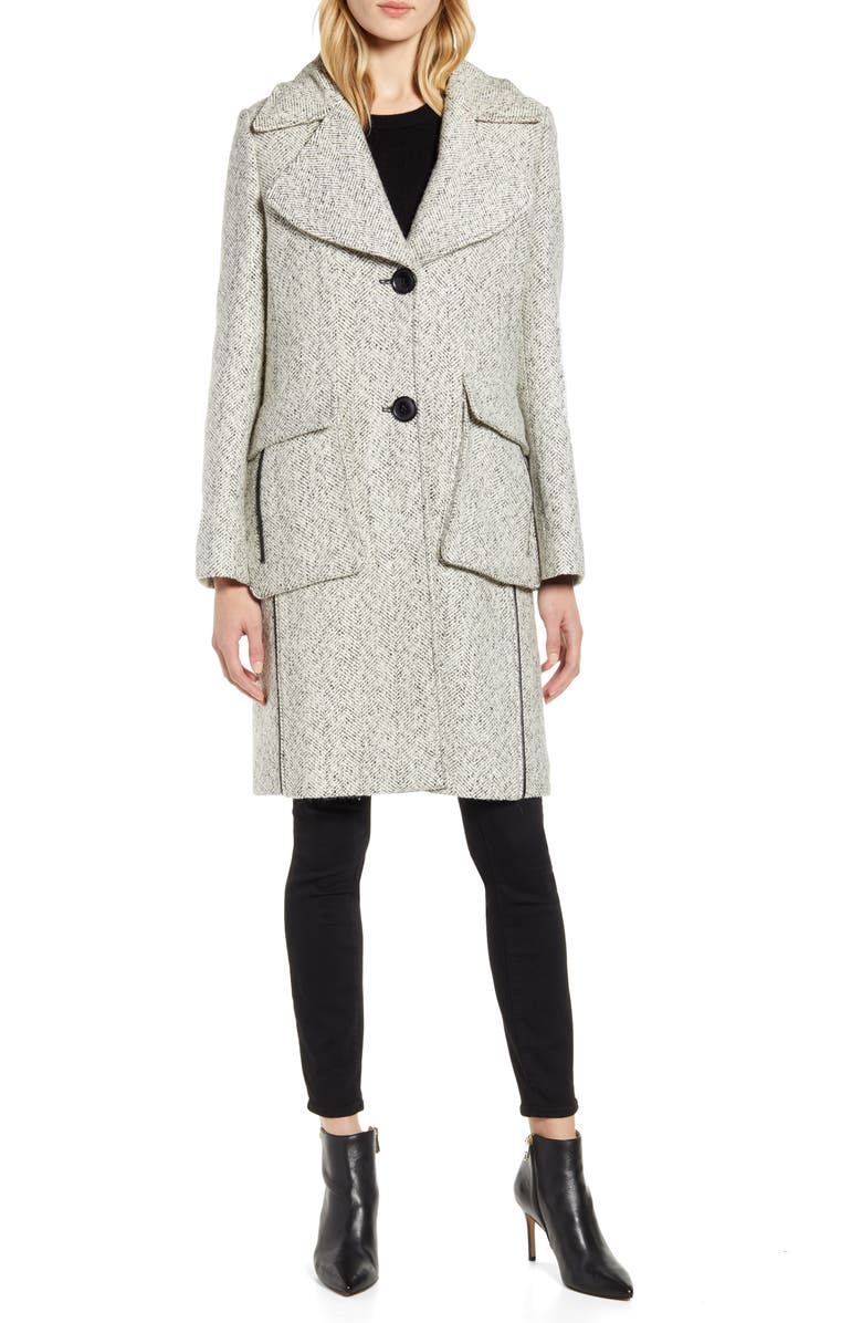 Derek Lam 10 Crosby Tweed Coat with Genuine Fox Fur Trim | Nordstromrack
