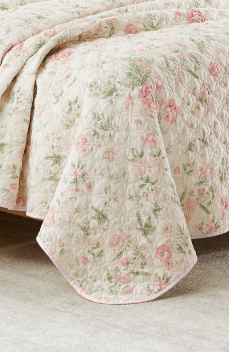 Laura Ashley Fawna 3-Piece Blue Floral Cotton King Quilt Set ...