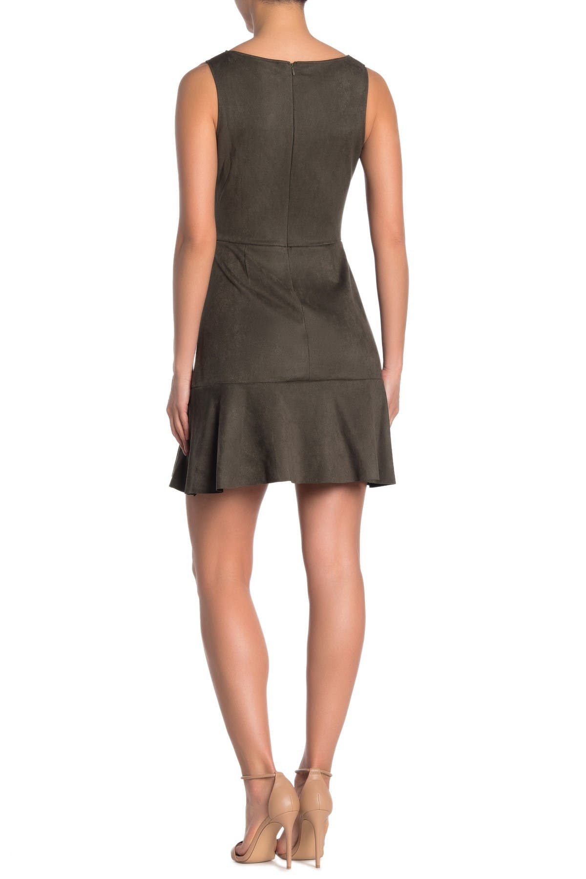 LOVE...ADY Faux Suede Sleeveless Flounced Fit & Flare Dress | Nordstromrack