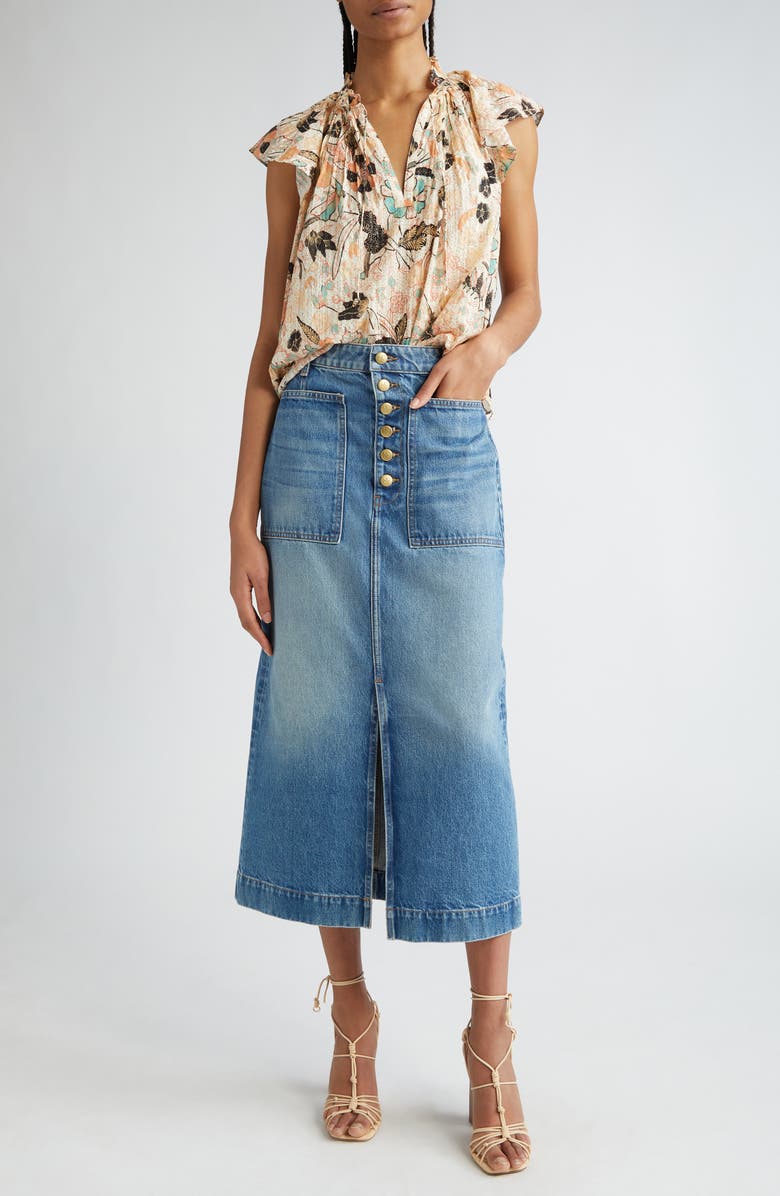 Ulla Johnson Cleo Floral Print Tie Neck Top | Nordstromrack