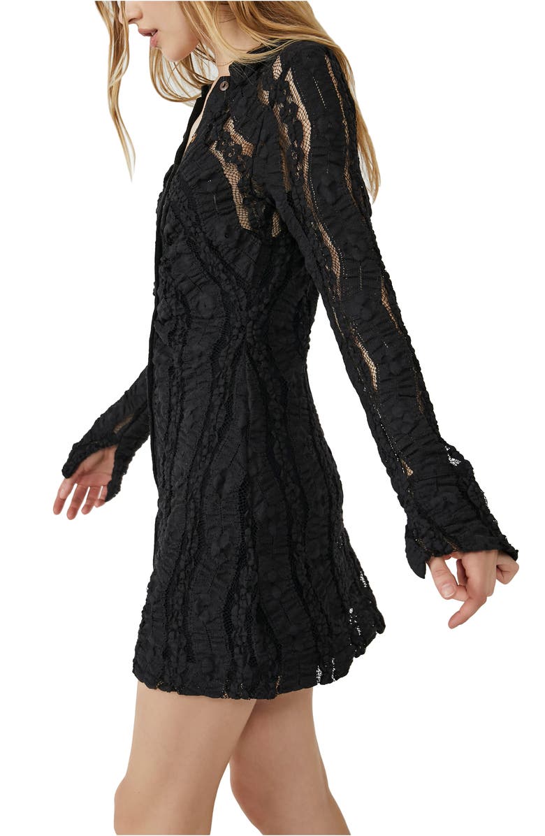 Free People Shayla Long Sleeve Lace Mini Shirtdress | Nordstromrack