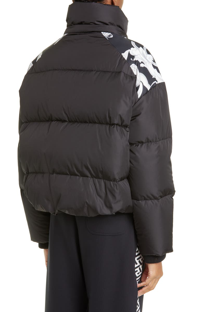 Versace Women's Silver Baroque Print Down Puffer Jacket | Nordstrom