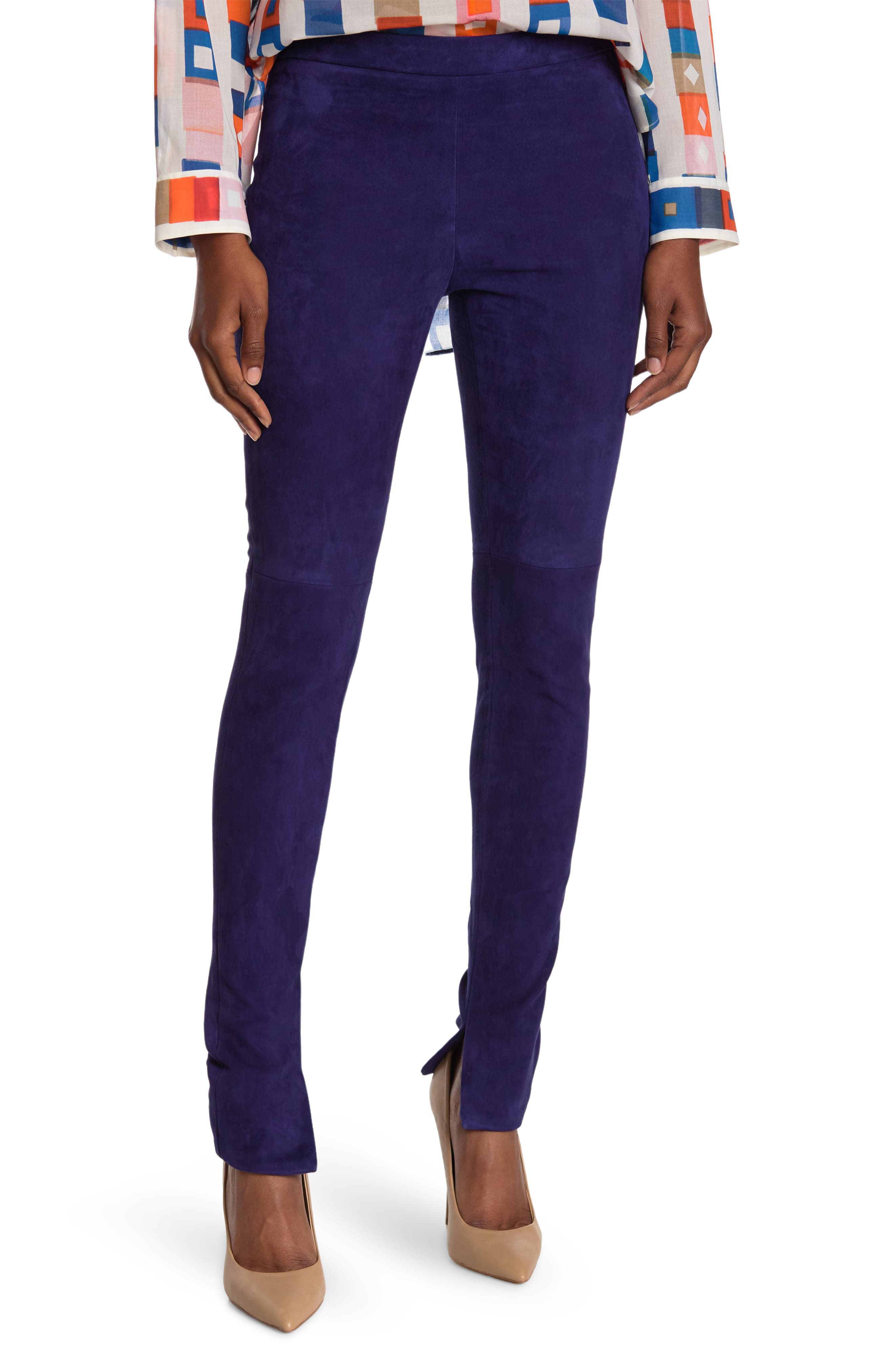 Akris Fria Skinny Leg Suede Pants | Nordstromrack