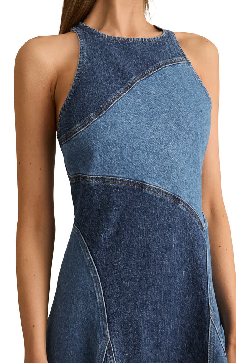 Reiss Wilder Colorblock Denim Panel Midi Dress | Nordstrom