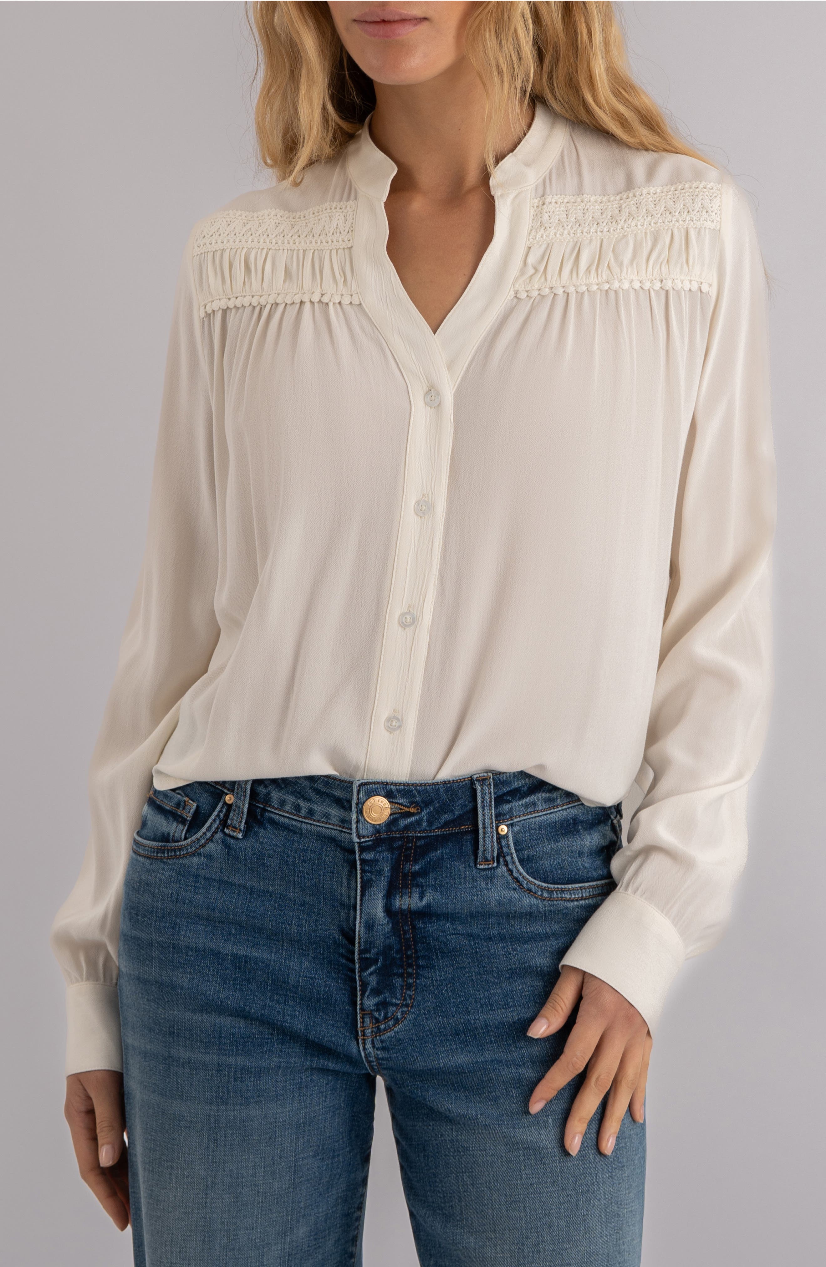 KUT from the Kloth Adrie Lace Trim Top | Nordstrom