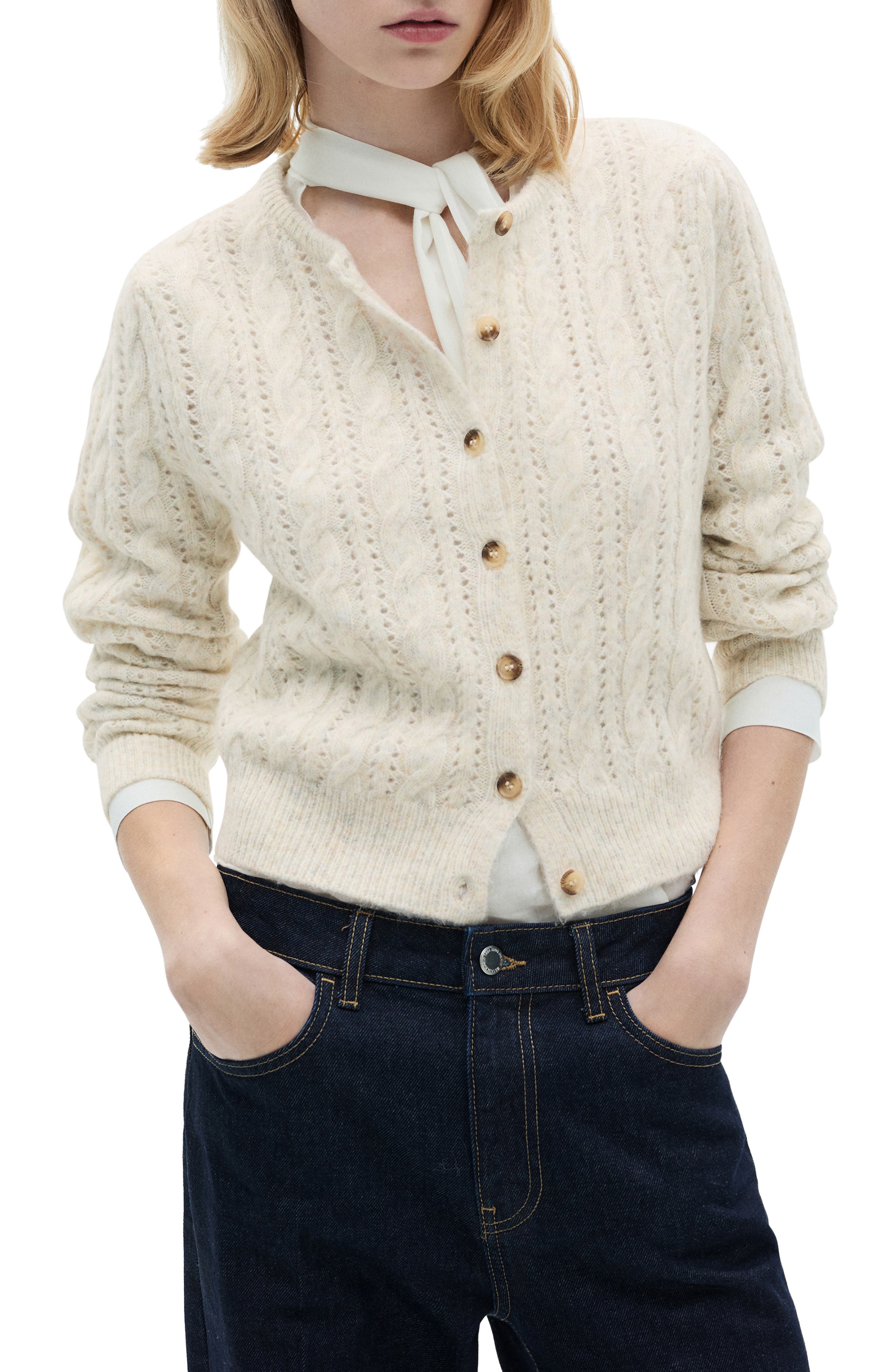 MANGO Openwork Braided Cardigan | Nordstromrack