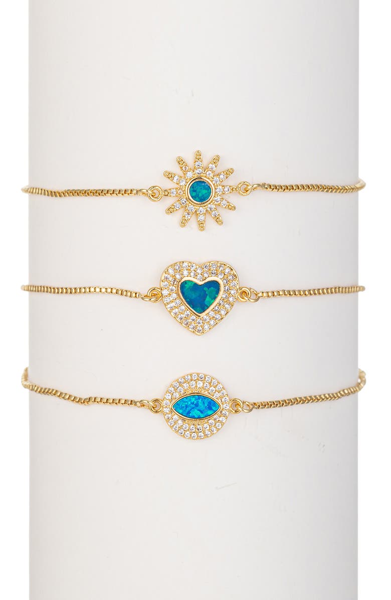 EYE CANDY LOS ANGELES Zoe Opal & CZ Adjustable Bracelet Set | Nordstromrack