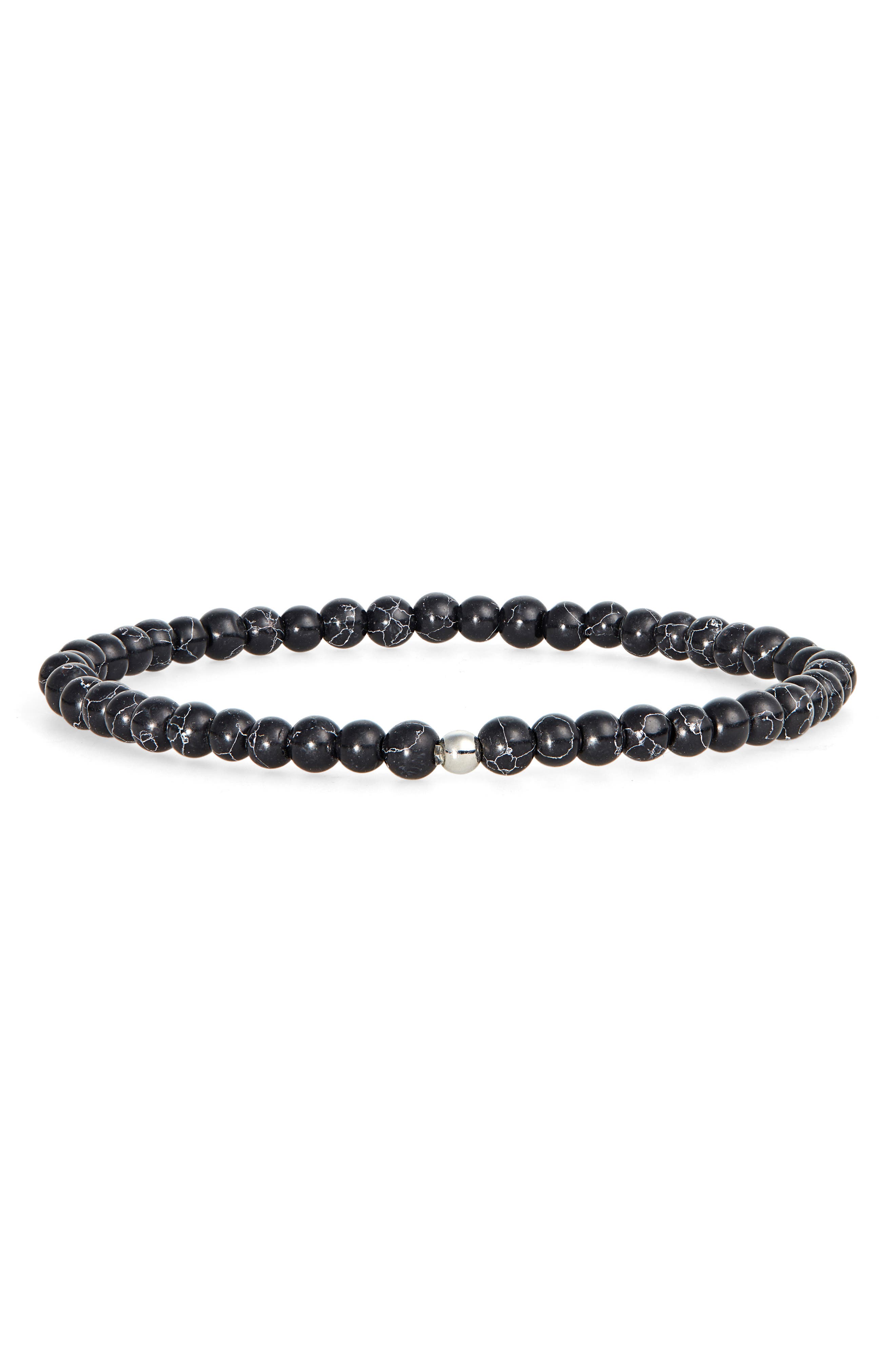 NORDSTROM MEN'S SHOP Marble Graphite Bead Bracelet | Nordstrom