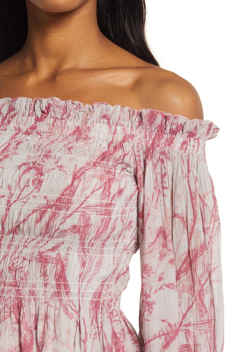 AllSaints Lara Grasmere Off the Shoulder Smock Top | Nordstromrack