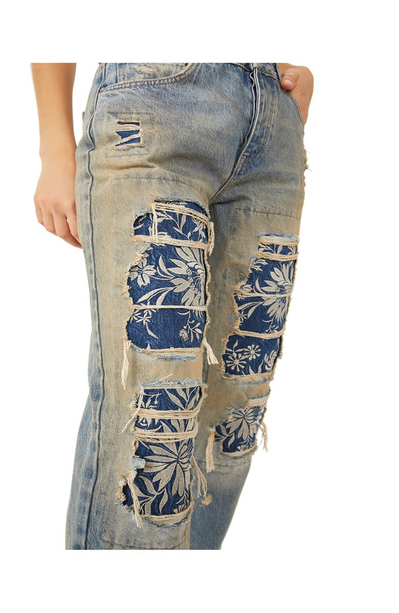 Free People Desert Rose Floral Distressed Straight Leg Jeans ...