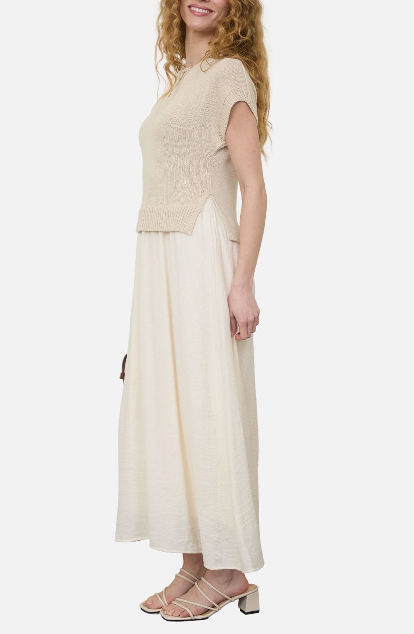 AUGUST SKY Mixed Media Midi Dress | Nordstromrack