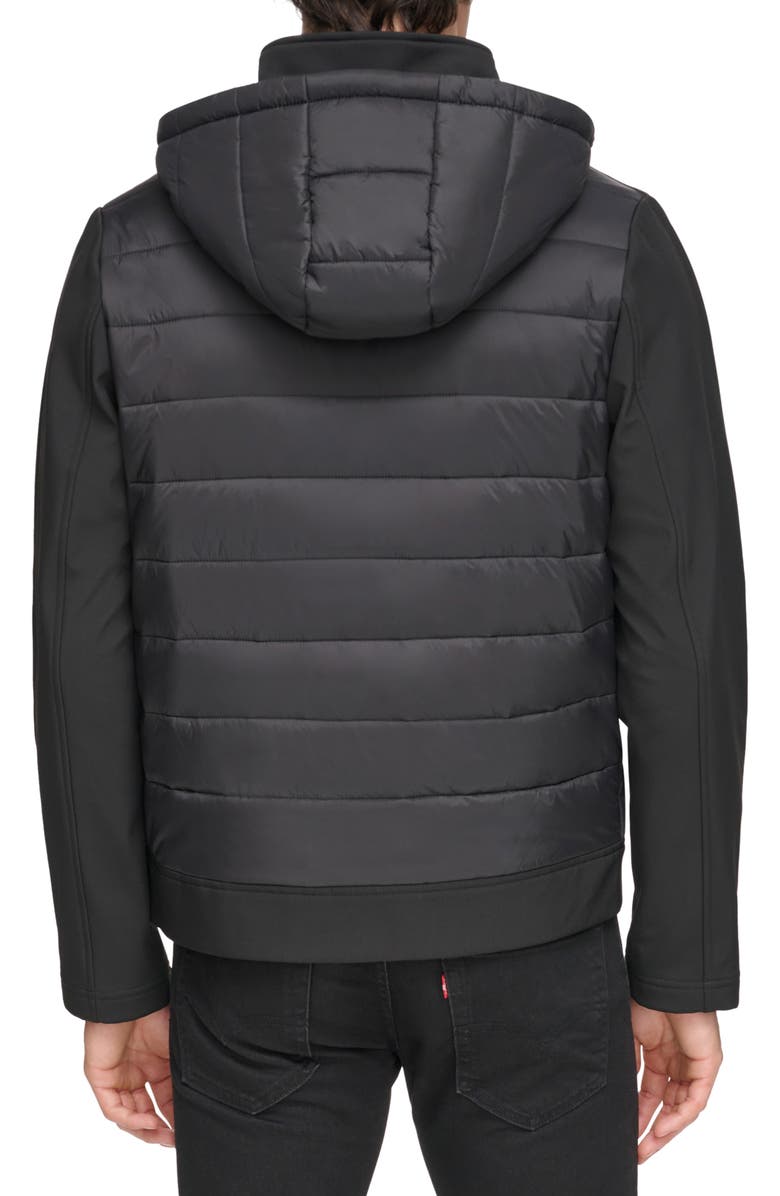 Kenneth Cole New York Water Resistant Mixed Media Hooded Jacket ...