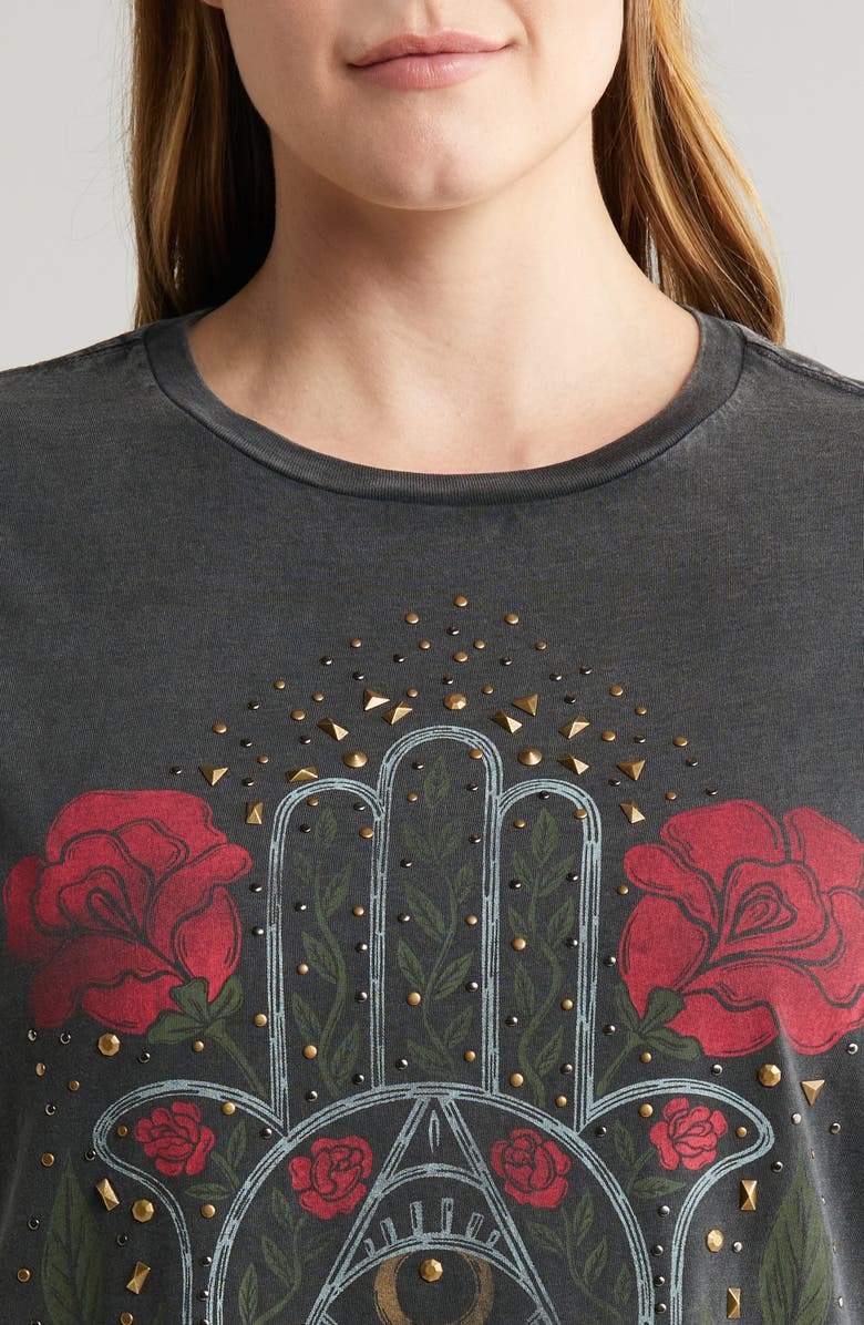 Lucky Brand Rose Hamsa Embellished Cotton Graphic T-Shirt | Nordstromrack