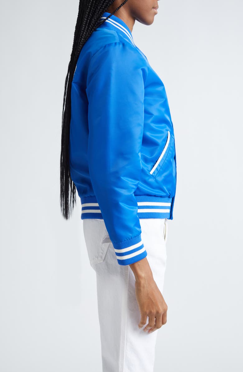 Sporty & Rich Wellness Club Embroidered Satin Varsity Jacket ...