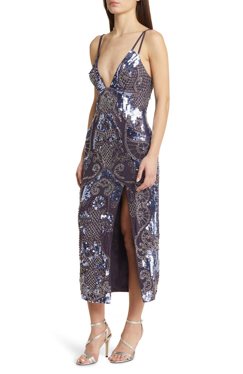 ASOS DESIGN Floral Sequin & Bead Strappy Dress | Nordstromrack