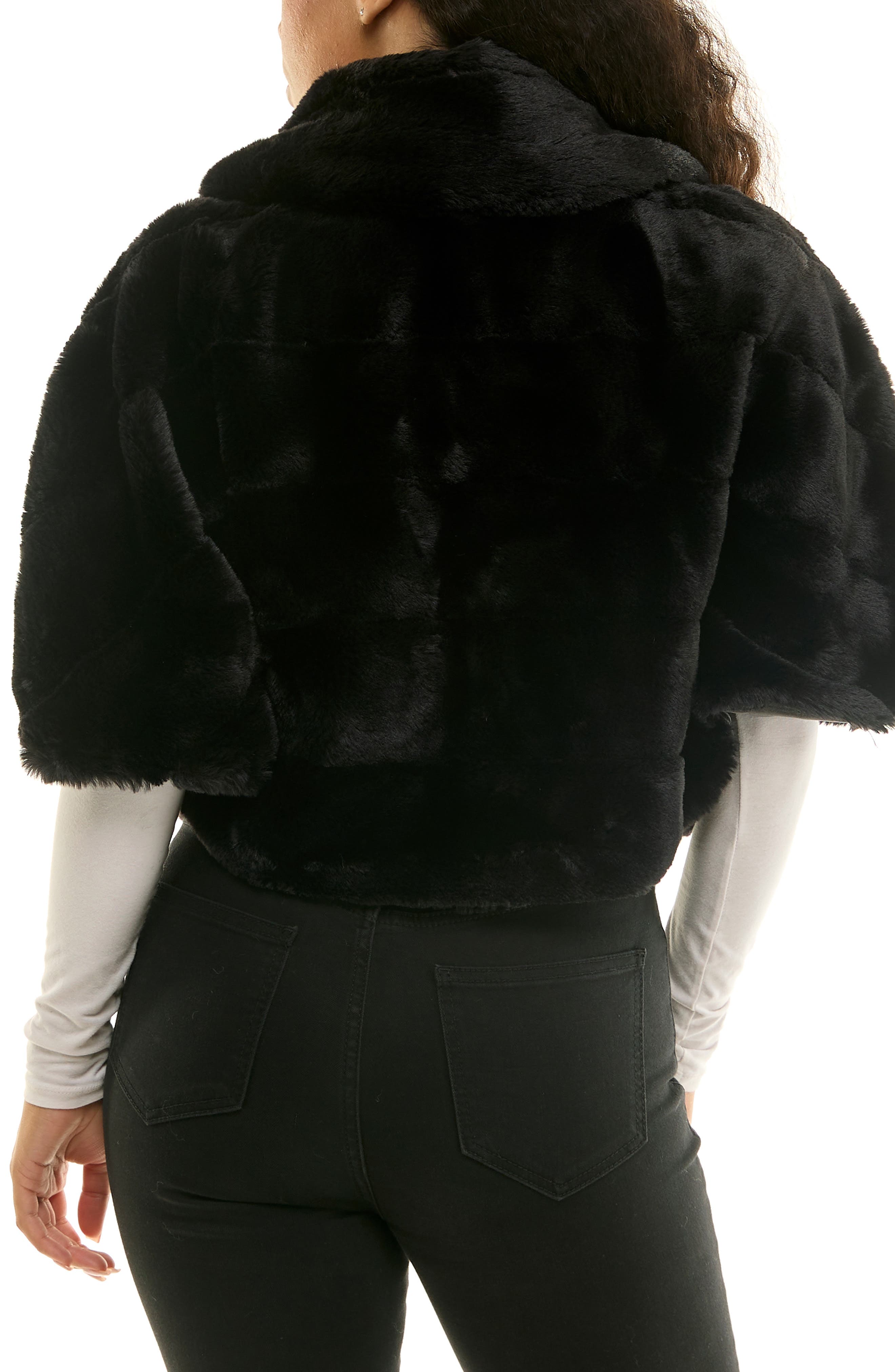 Nina Leonard Elbow Length Sleeve Faux Fur Capelet | Nordstromrack