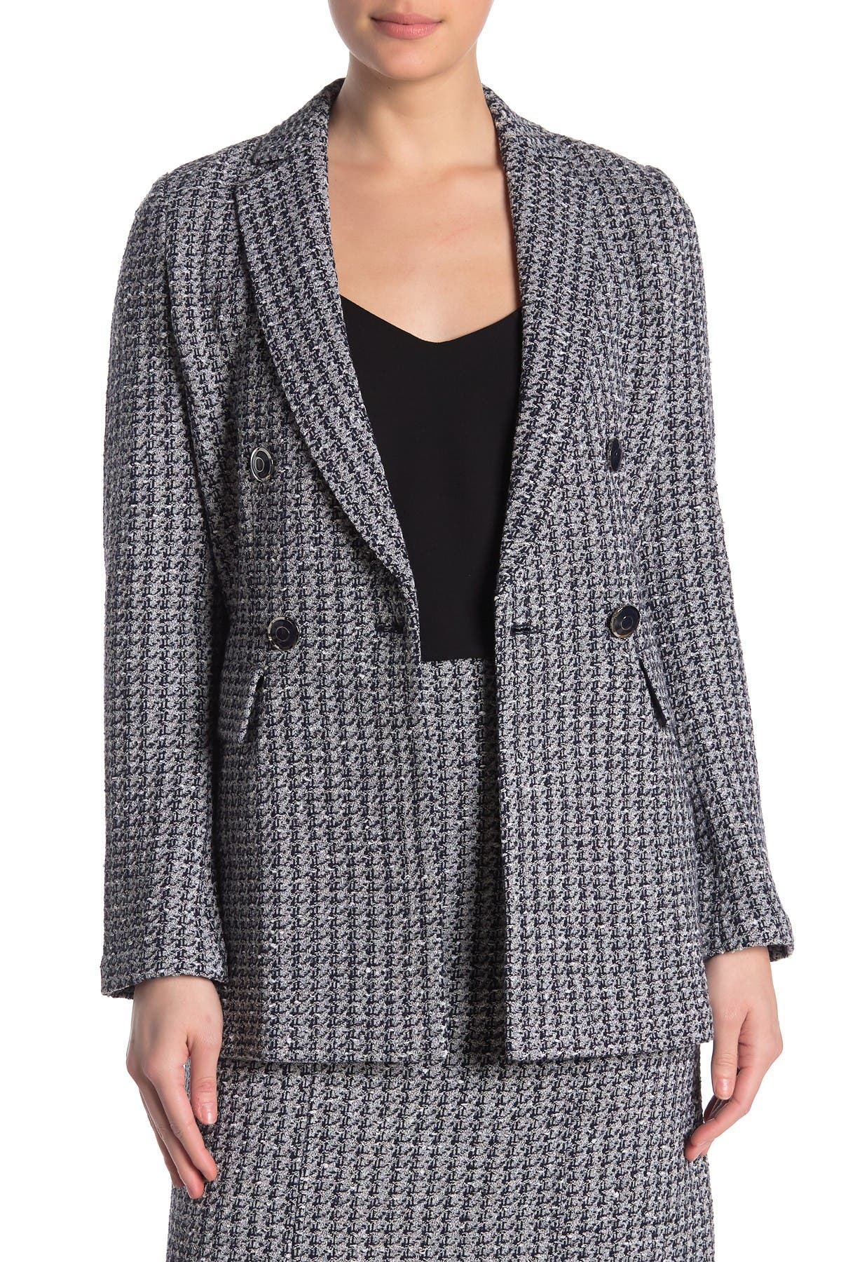 St. John Collection Contrast Geometric Knit Blazer | Nordstromrack
