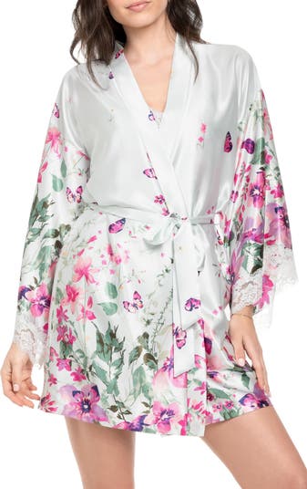 In Bloom by Jonquil Lena Border Print Satin Wrap | Nordstromrack