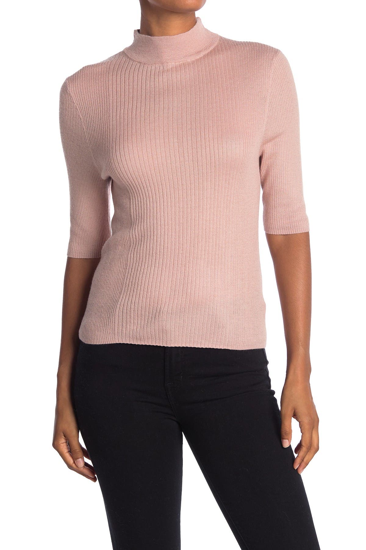 360 CASHMERE Pearl Ribbed Knit Mock Neck Cashmere Sweater | Nordstromrack