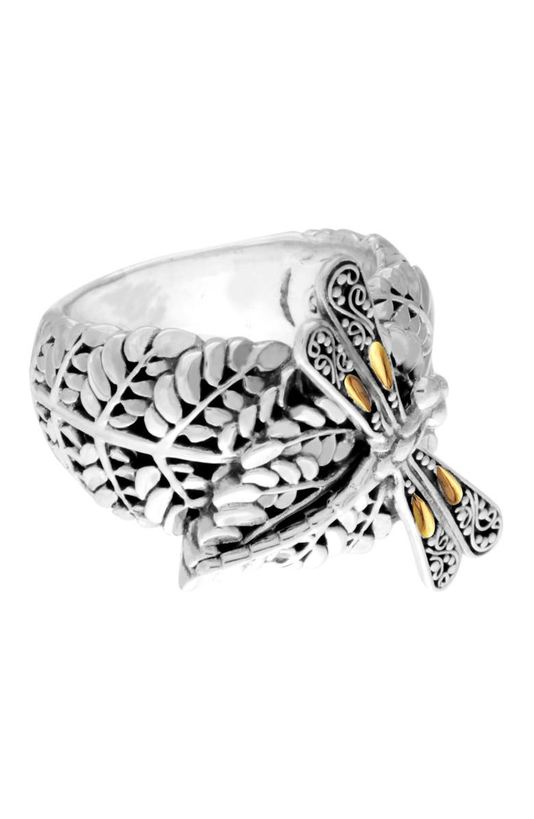 DEVATA 18K Gold & Sterling Silver Sweet Dragonfly Green Earth Ring ...