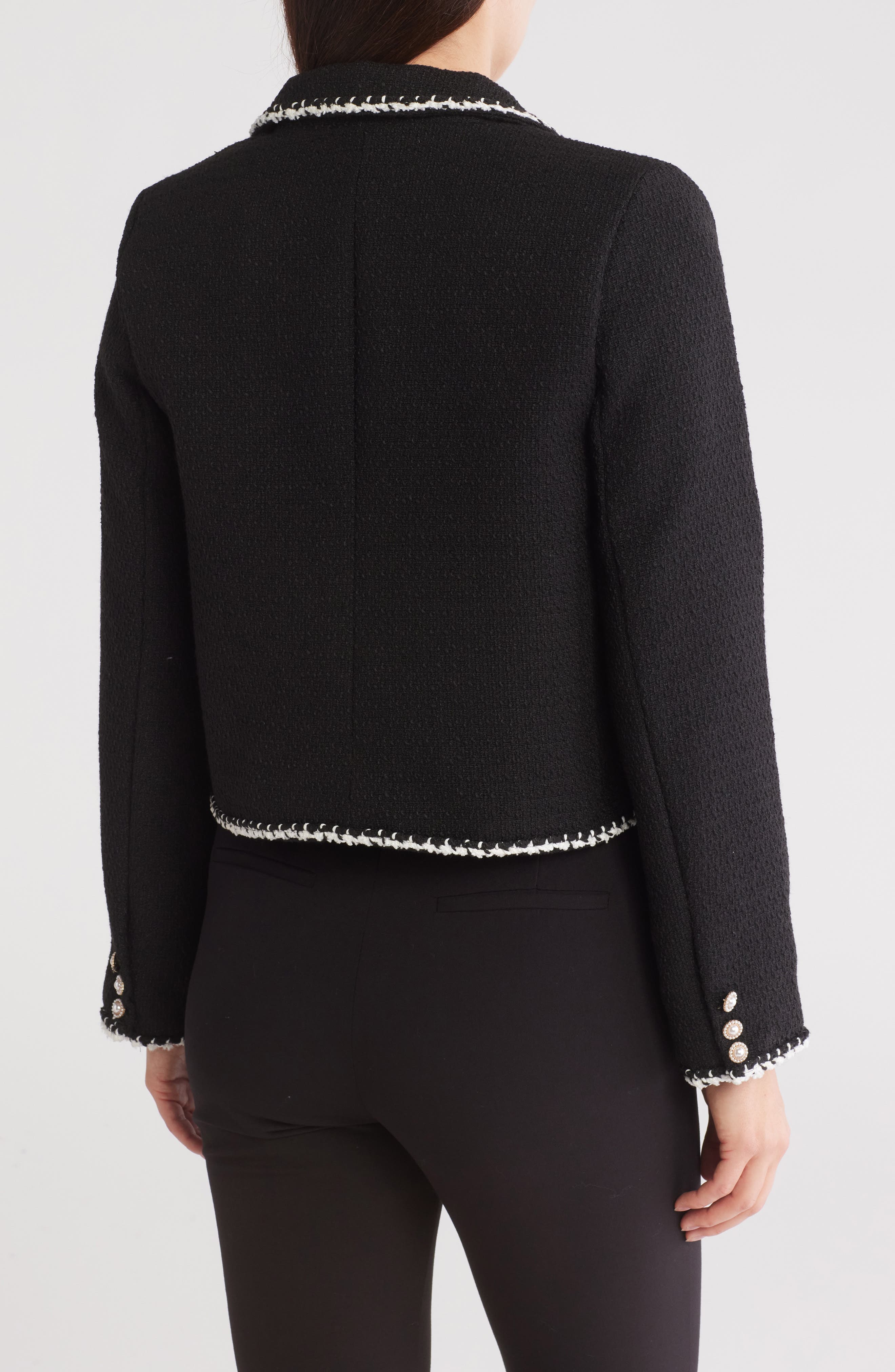 Ellen Tracy Contrast Trim Tweed Blazer | Nordstromrack