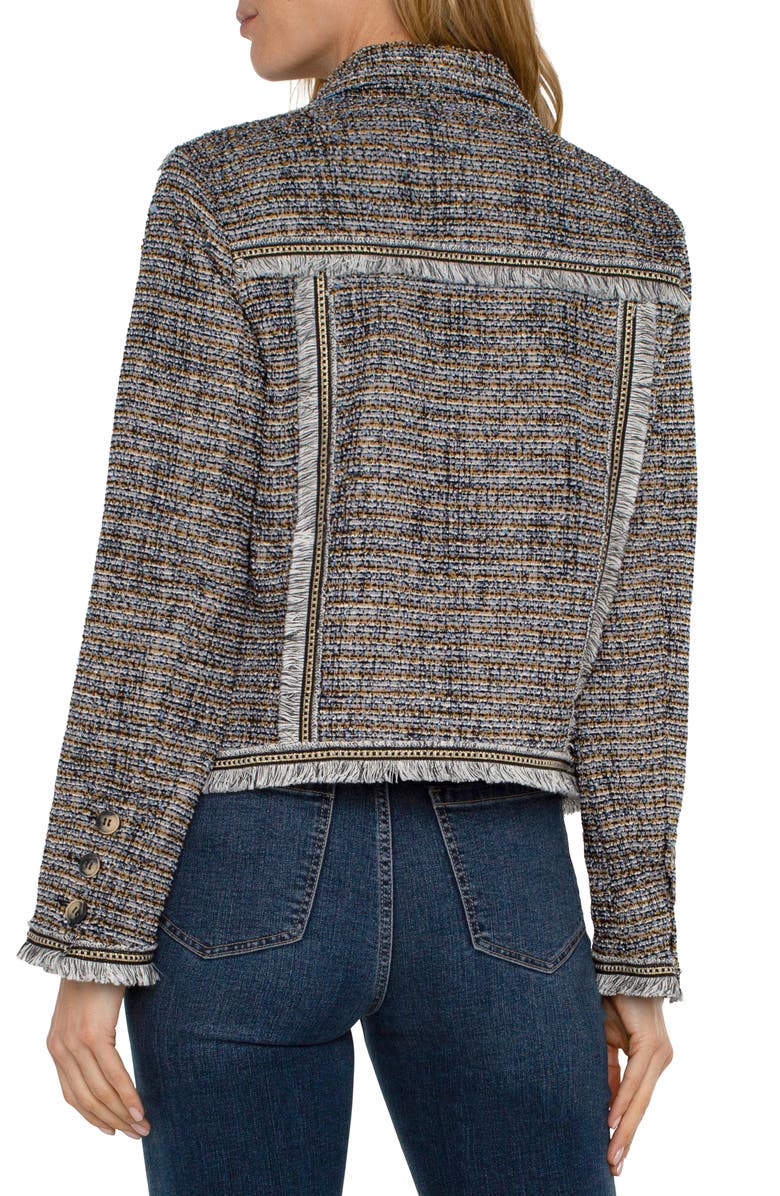 Liverpool Los Angeles Fringe Trim Bouclé Boxy Jacket | Nordstrom