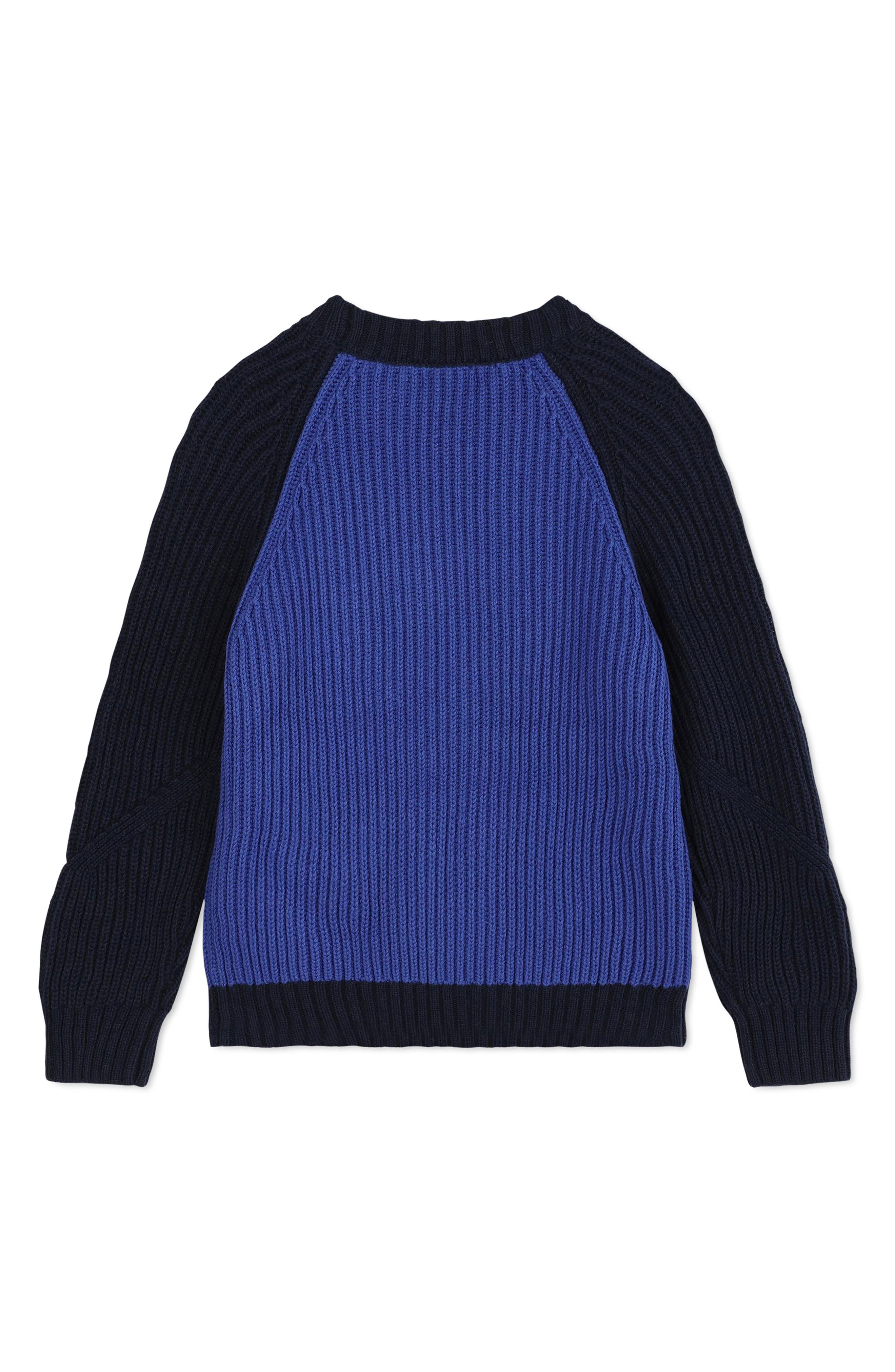 KENZO Kids' Logo Patch Cotton & Wool Rib Crewneck Sweater | Nordstromrack