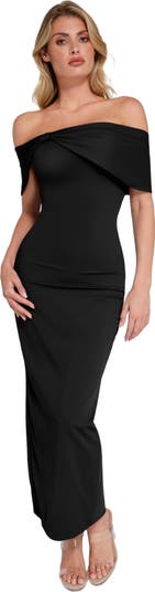 Popilush Shapewear Off the Shoulder Slim Column Maxi Dress | Nordstrom