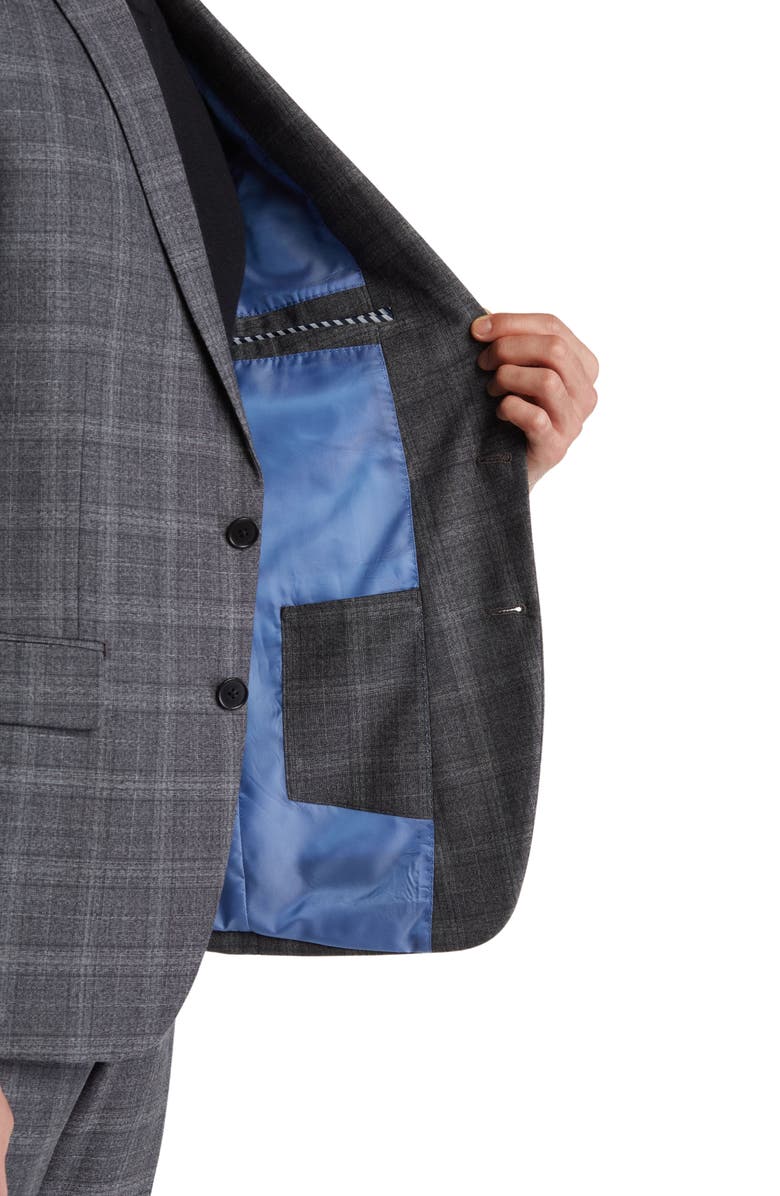 Original Penguin Trim Fit Grey Shadow Plaid Wool Blend Suit | Nordstromrack