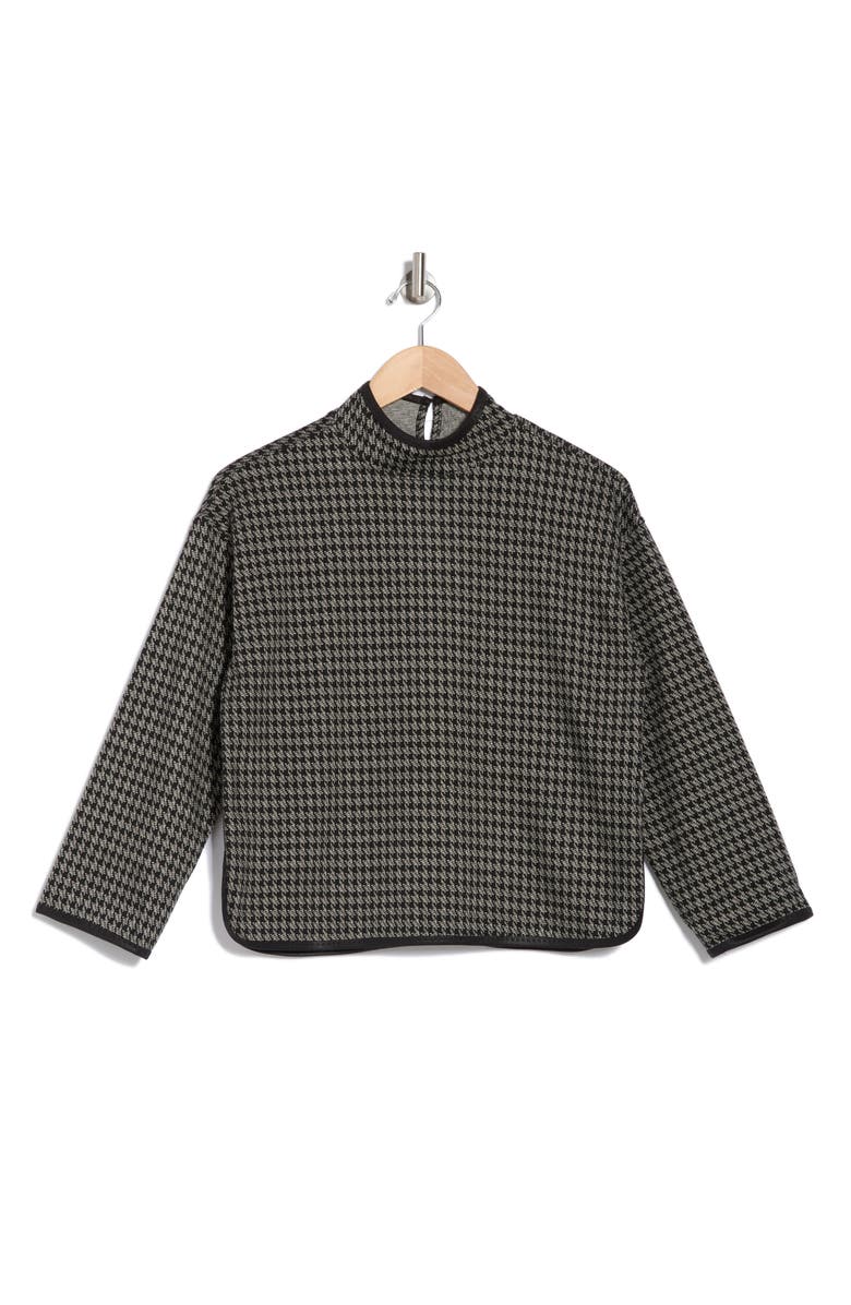 MAX STUDIO Plaid Mock Neck Double Knit Top | Nordstromrack