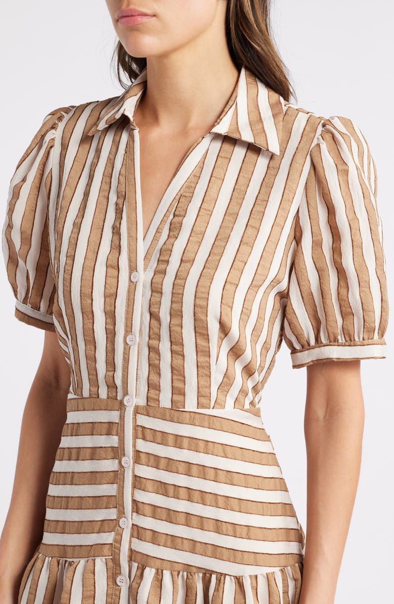 Mila Mae Stripe Puff Sleeve Midi Dress | Nordstromrack