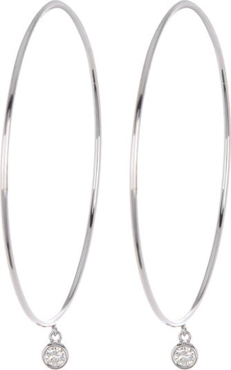 EF Collection 14K White Gold Crystal Bezel Drop 38mm Perfect Hoop ...