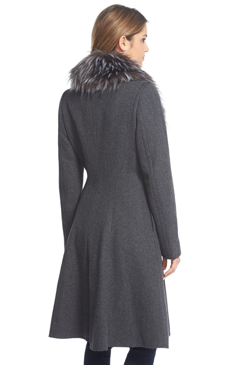 Vera Wang 'Serena' Faux Fur Collar Wool Blend Fit & Flare Coat | Nordstrom