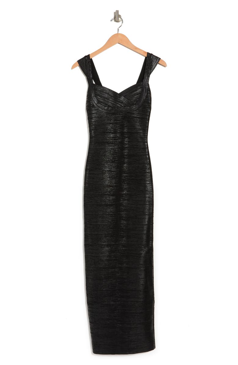 Herve Leger Sweetheart Neck Banded Foil Gown | Nordstromrack