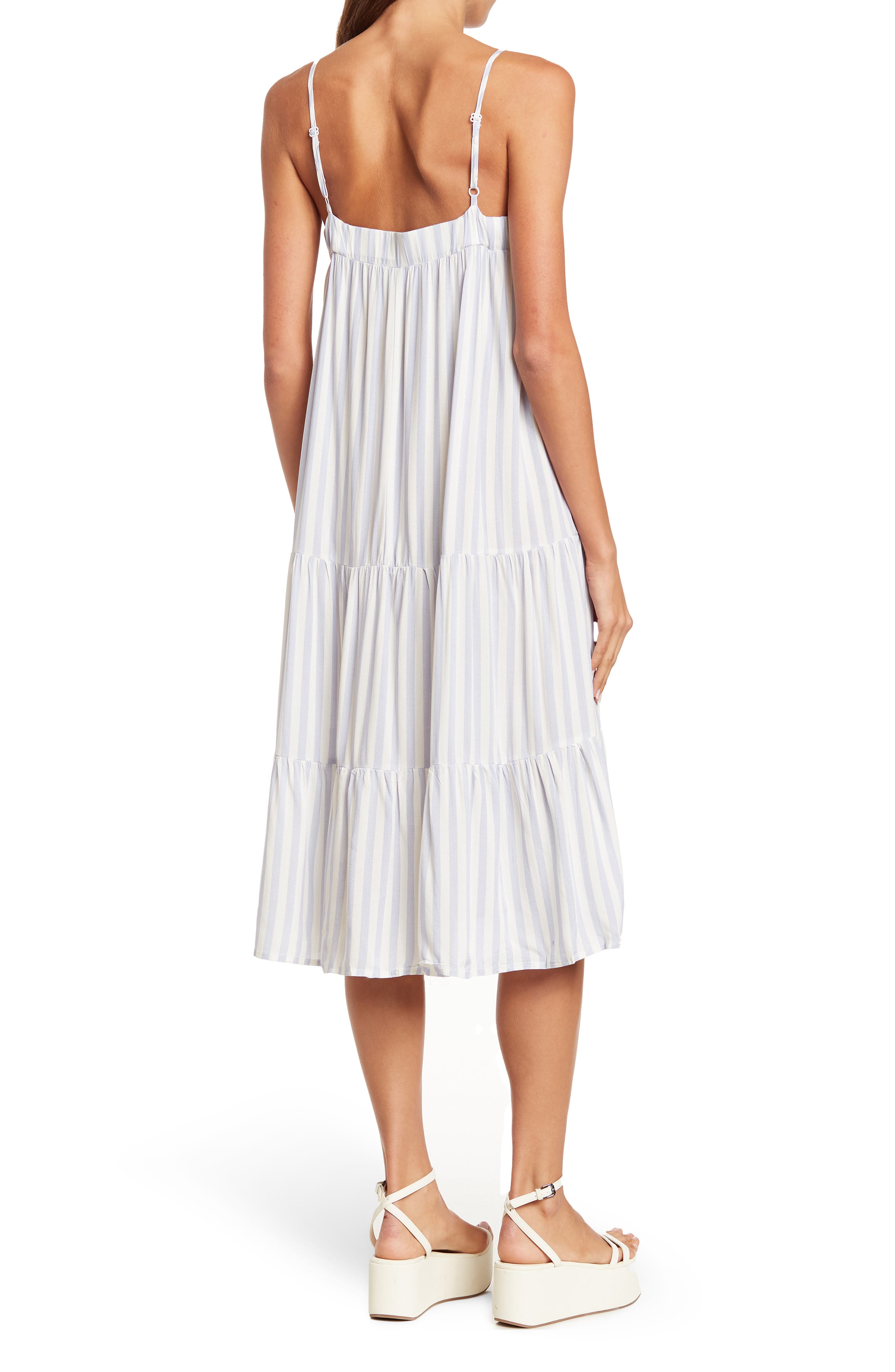 HL AFFAIR Stripe Sleeveless Tiered Midi Dress | Nordstromrack